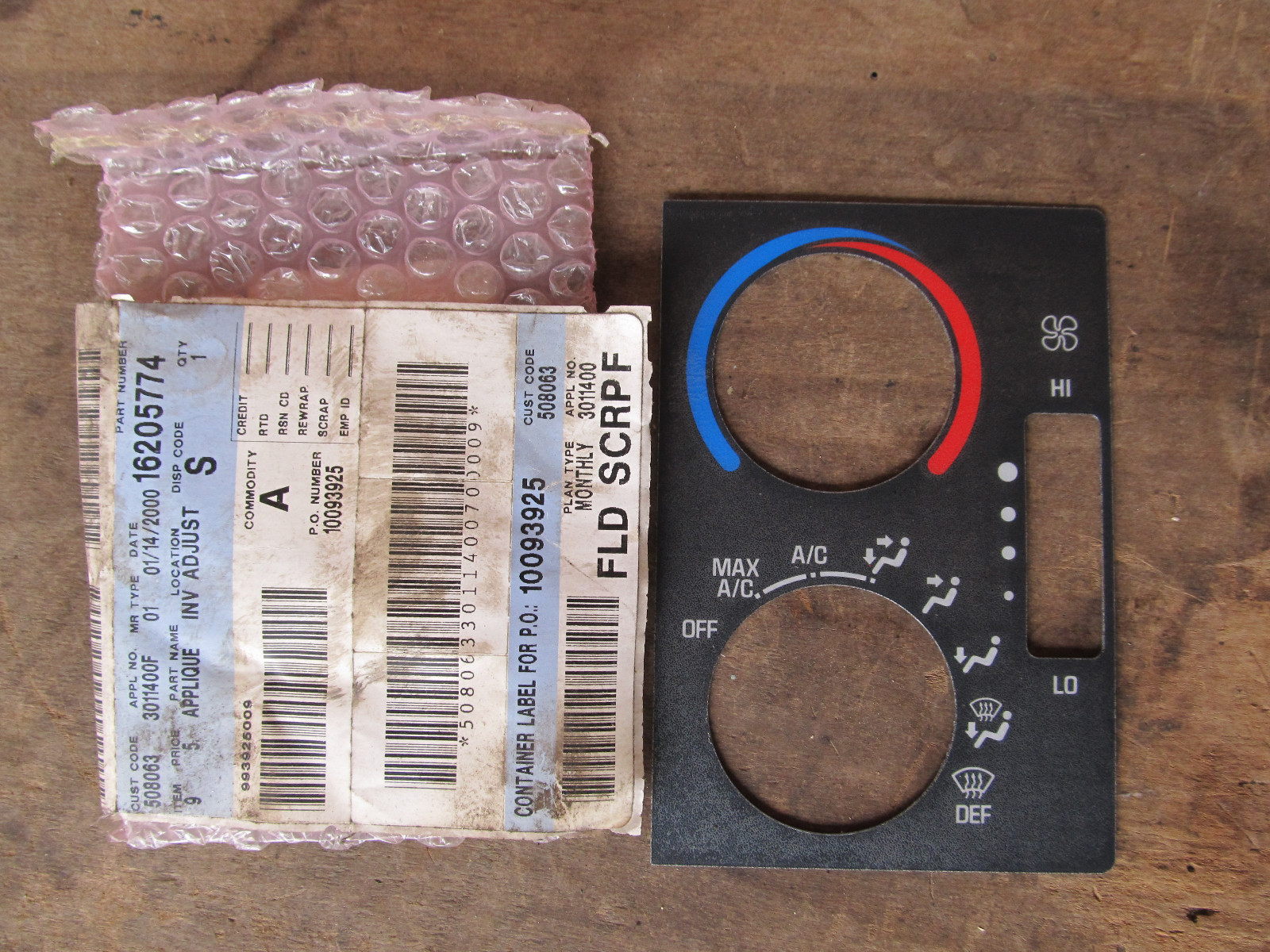 NOS ACDelco 16205774 GM OEM HVAC Controls Faceplate Cover S10 Sonoma | eBay