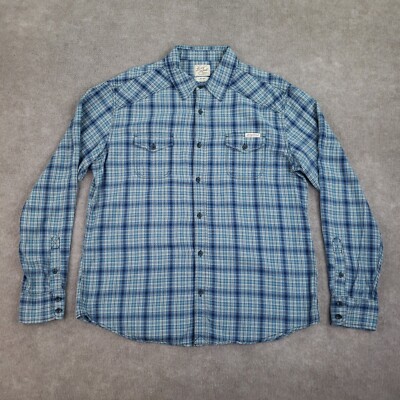 Lucky Brand Button Down Shirt Mens Large Blue White Plaid Long Sleeve ...