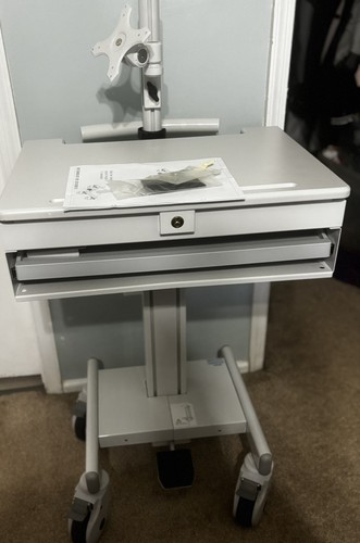 Mobile Computer Cart Medical Rolling Desk Workstation Wheel Adjustable ...