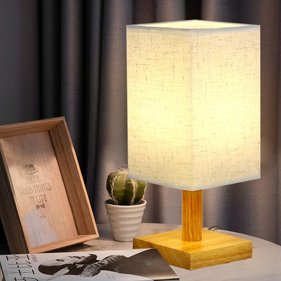 Retro Bedroom Table Lamp Wood Bedside Lamp Decor Study Night Light A UK1 | eBay UK