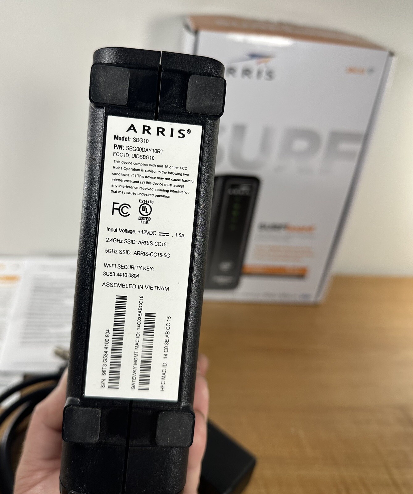 ARRIS SBG10 SURFboard AC1600 Dual-Band Cable Modem Router + Cables | eBay