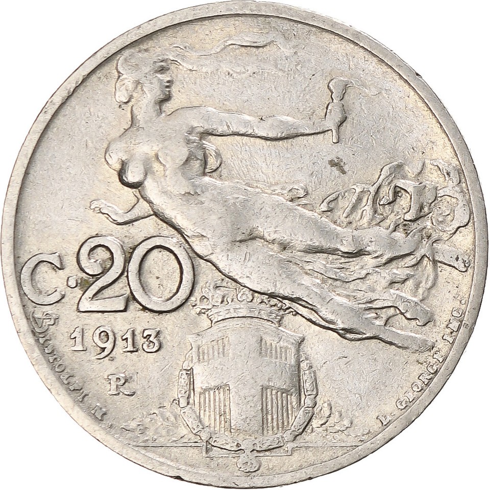 [#369635] Coin, Italy, Vittorio Emanuele III, 20 Centesimi, 1913, Rome ...