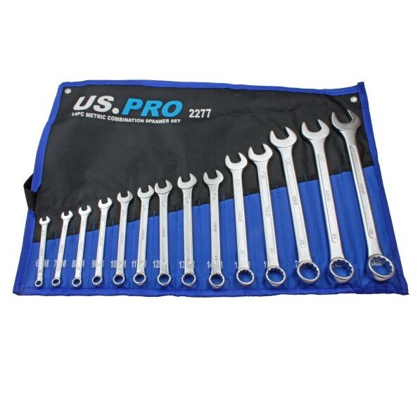 14pc METRIC COMBINATION SPANNER SET by US PRO TOOLS 6mm to 26mm wrench ...