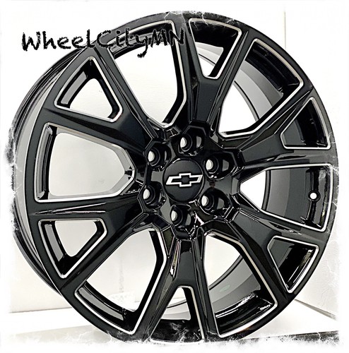 22" gloss black milled OE SEZ replica 84799387 wheels fits 2023 Tahoe ...
