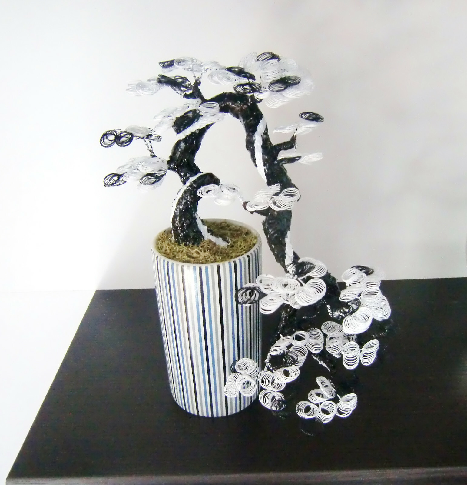 Bonsai DekoBaum Drahtbaum schwarz weiß Skulptur Kunstpflanzen Deko ...