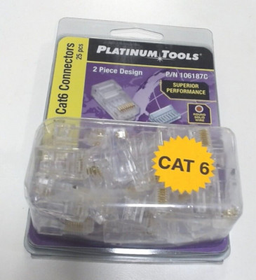 Platinum Tools 106187C RJ45 (8P8C) Cat6 2pc. Round-Solid 3-Prong. 25 ...