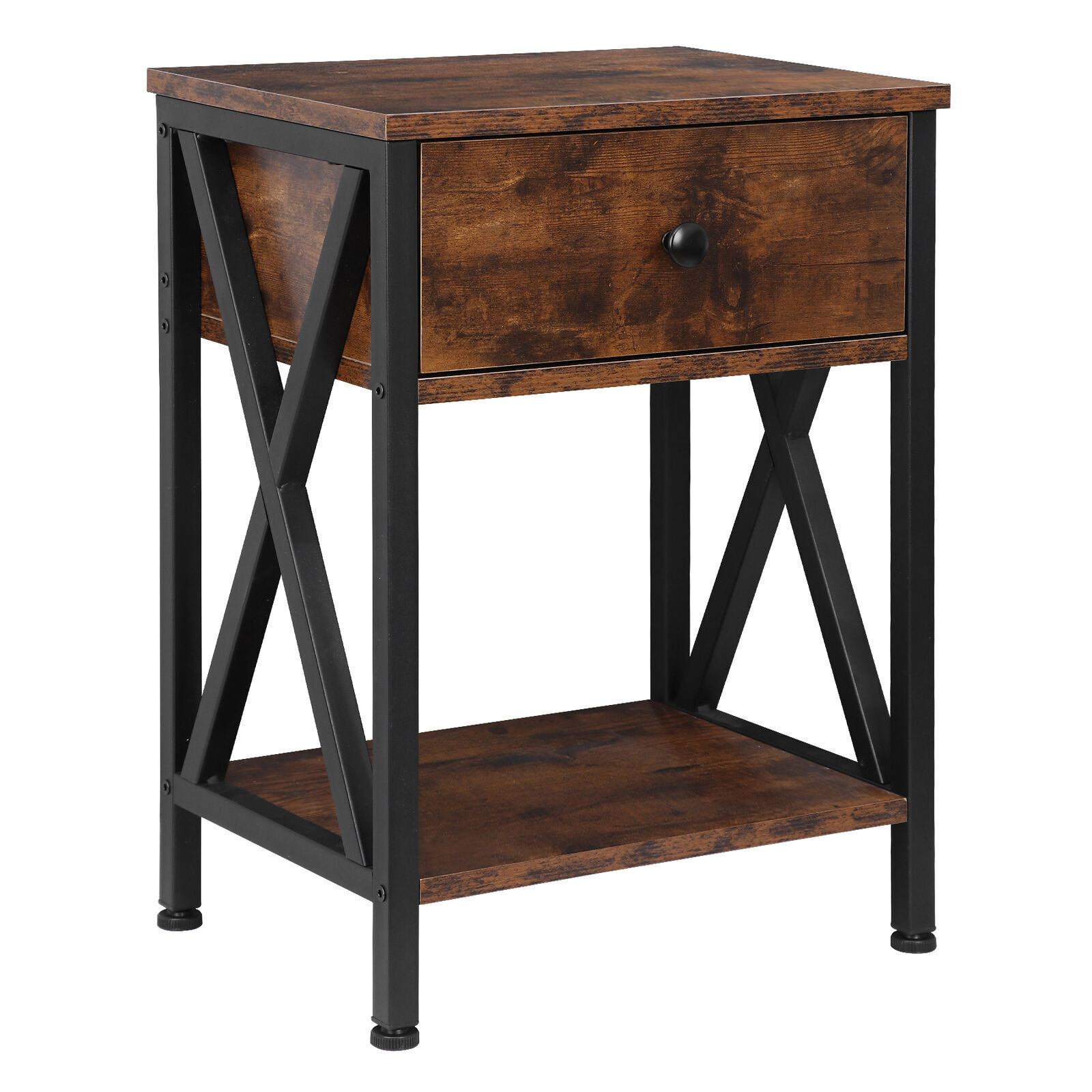 Set of 4 Brown End Table W/ Drawers X Design Small Wooden Side Table ...