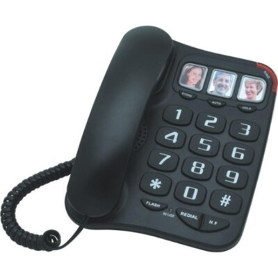 Future Call Amplified 3 Picture Phone with 2-Way Speakerphone (Black ...