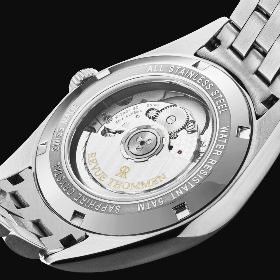 Revue Thommen Mens Heritage GMT Blue Dial SS Bracelet Swiss Automatic ...