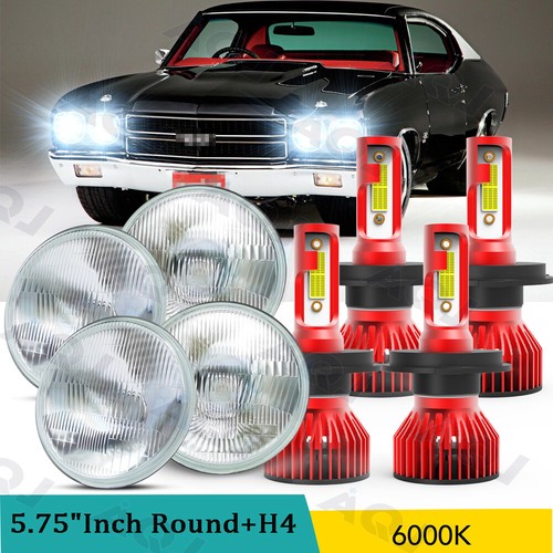 4PCS for Chevy Chevelle 1964-1970 5.75" 5-3/4 6500k LED Headlights Hi ...
