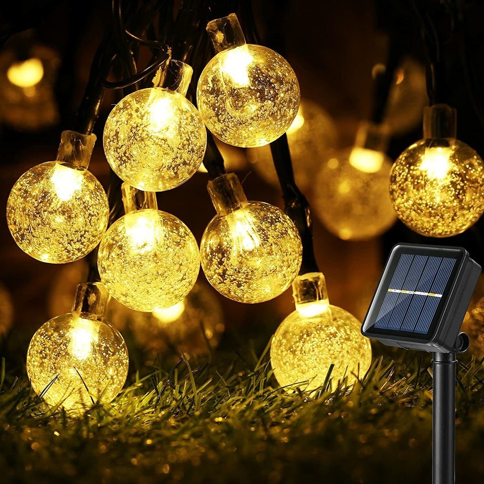100LED SOLAR POWERED RETRO BULB STRING LIGHTS GARDEN OUTDOOR FAIRY ...