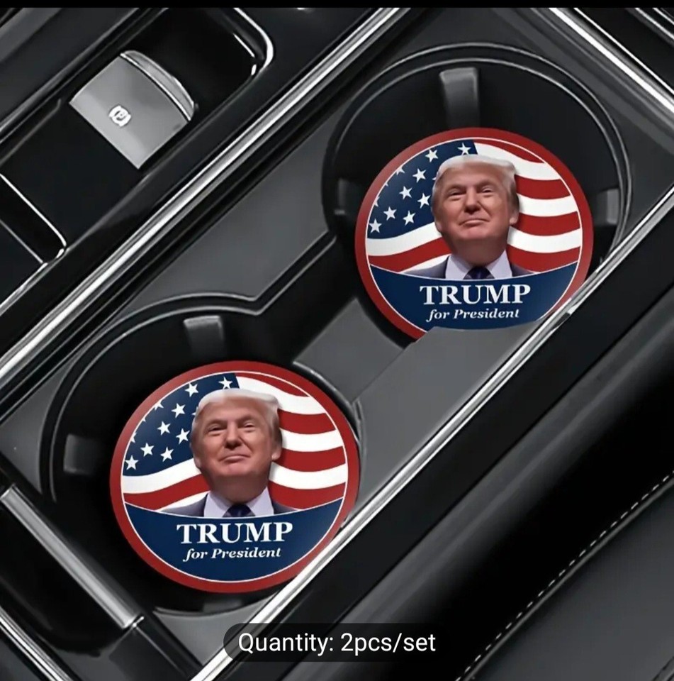 Trump For President Cup Holder Coasters For Car USA MAGA Red White And ...