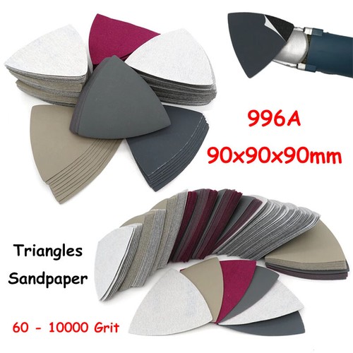 996A Wet & Dry Triangle Sanding Pad Sheets Hook & Loop Sandpaper P60 ...