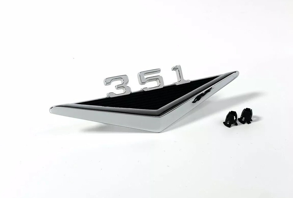 Chrome 351 V8 Fender Emblem w/ Clips For 1964-1966 Ford Mustang | eBay