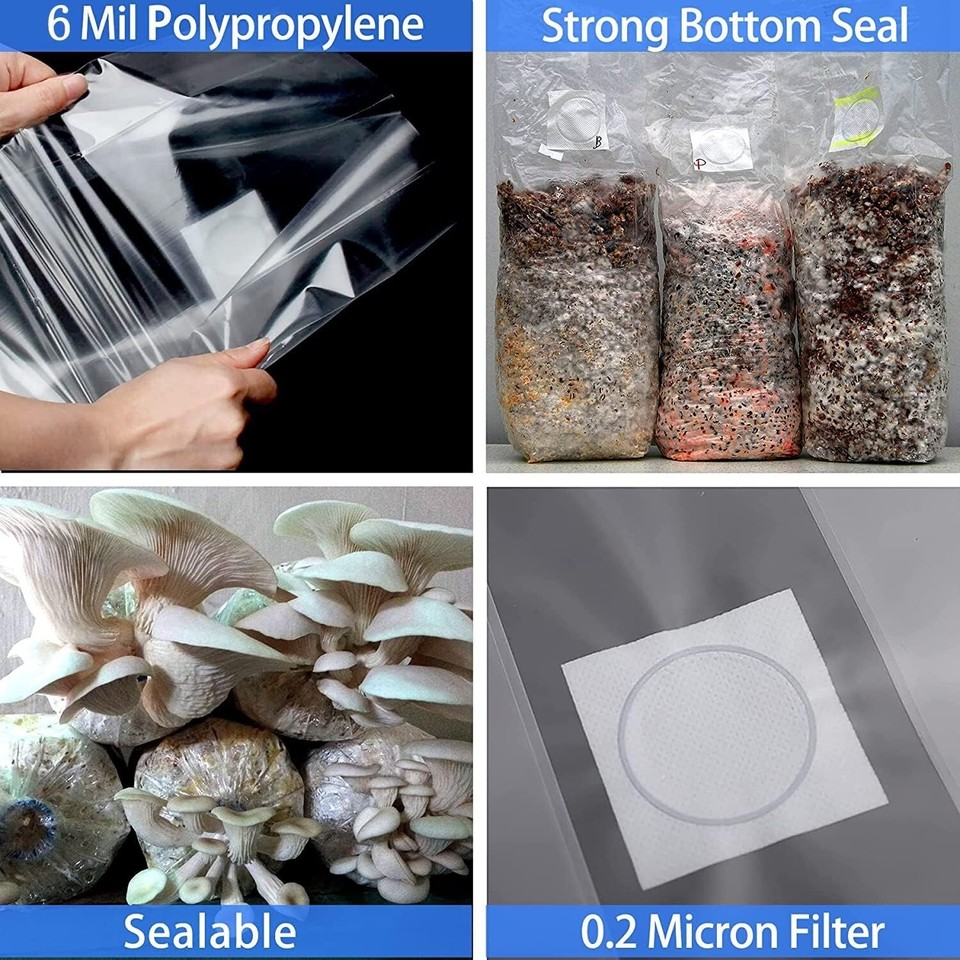 Mushroom Bags Grow Grain Spawn Mycelium Sealable Bag 50 Count | eBay