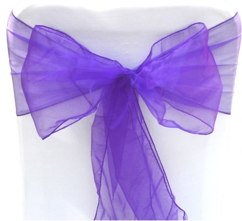 1 10 50 100 Organza Sashes Chair Cover Bow Sash WIDER FULLER BOWS ...