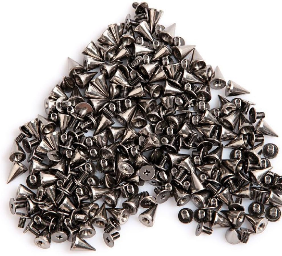 30 Sets 10MM Black Gunmetal Color Bullet Cone Spike Stud Metal Screw ...