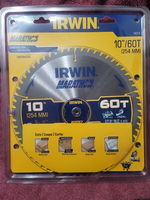 5 new Irwin marathon 10" 60 teeth carbide tipped saw blades model ...