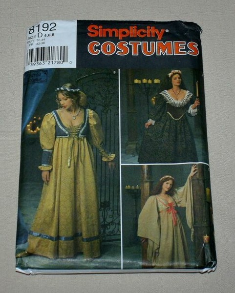 Simplicity Costume Pattern 8192 Size D 4 - 8 Renaissance Medieval ...