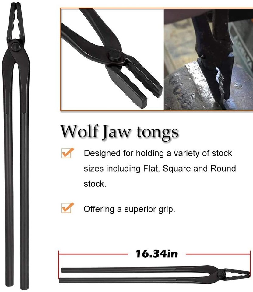 Blacksmith Tongs Tools Set Flat Tongs & Square Jaw Tongs, Bolt Tongs ...