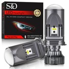 2Pcs H4 Mini Bi-LED Projector Lens LED Headlight Hi-Lo 30000LM 130W ...