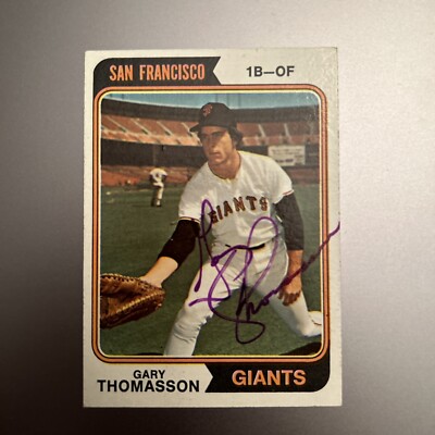 GARY THOMASSON 1974 TOPPS AUTOGRAPHED SIGNED AUTO BASEBALL CARD Purple ...