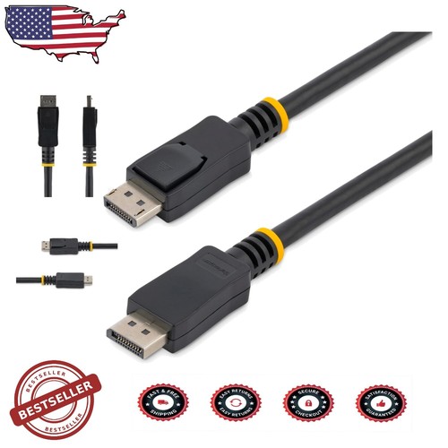 25 ft Active DisplayPort Cable - 4K, Latching Connectors for Secure ...