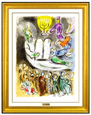 Marc Chagall Color Lithograph Moses The Ten Commandments Exodus Framed ...