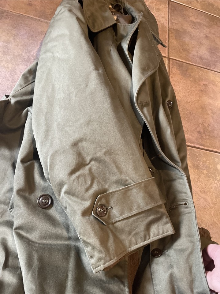 US Military Trench Coat Authentic Vintage Wool Liner Medium Long ...