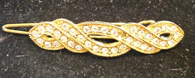 Vintage Gold Tone Barrette with Rhinestones 2.25 inches | eBay