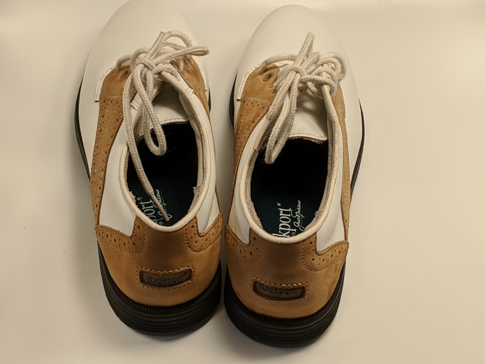 Rockport Women's US Size 8 M Spikeless Golf Shoes White & Brown Leather ...