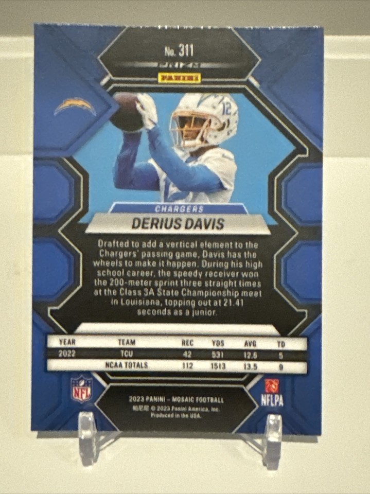2023 Panini Mosaic #311 Derius Davis Rookie RC Card Chargers | eBay