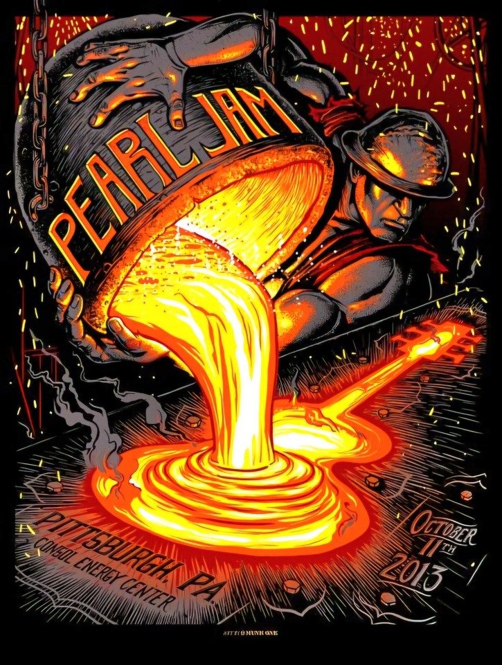 Pearl Jam Vinyl Sticker 2.5"x3.5" Pittsburgh PA 10/11/13 Poster Art ...