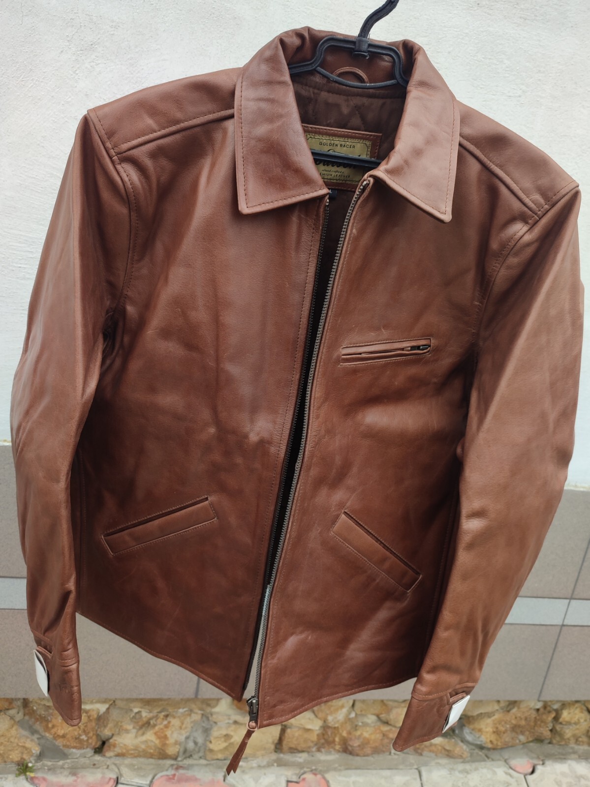 Warson Motors Golden Racer Biker Brown Leather Jacket Retro Motorcycle ...
