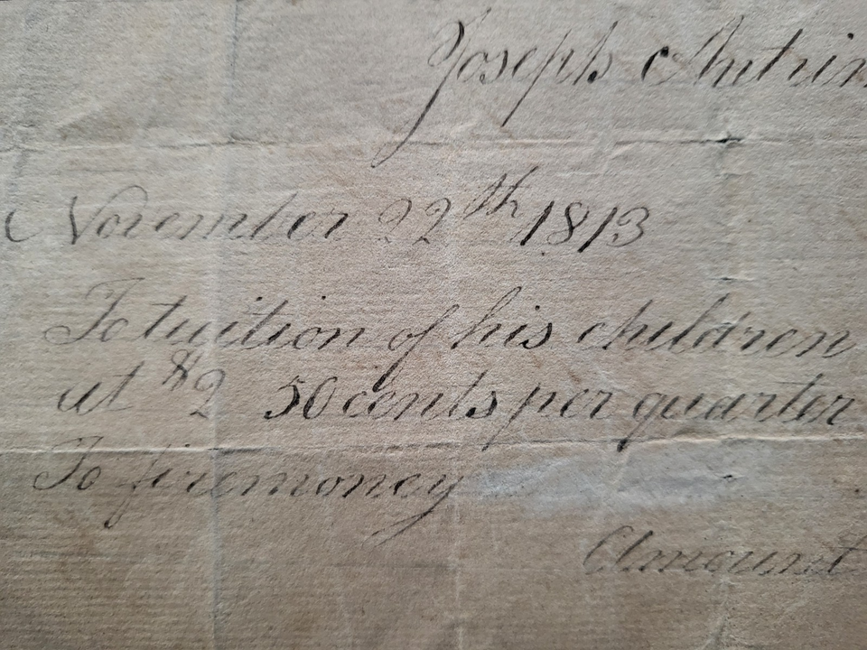 original 1813 colonial handwritten children tuition paper document 70 ...