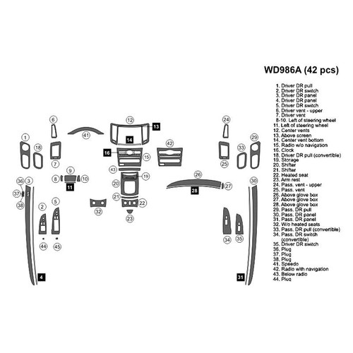 For Infiniti G37 2010-2013 B&I WD986A-SRW 2D Rosewood Large Dash Kit 42 ...