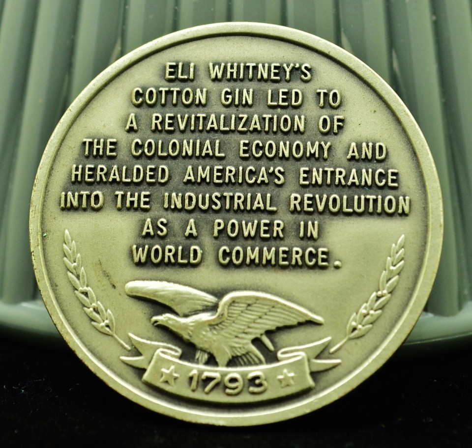 Cotton Gin Invention Danbury Mint High Relief Art Round 92.5% Silver | eBay