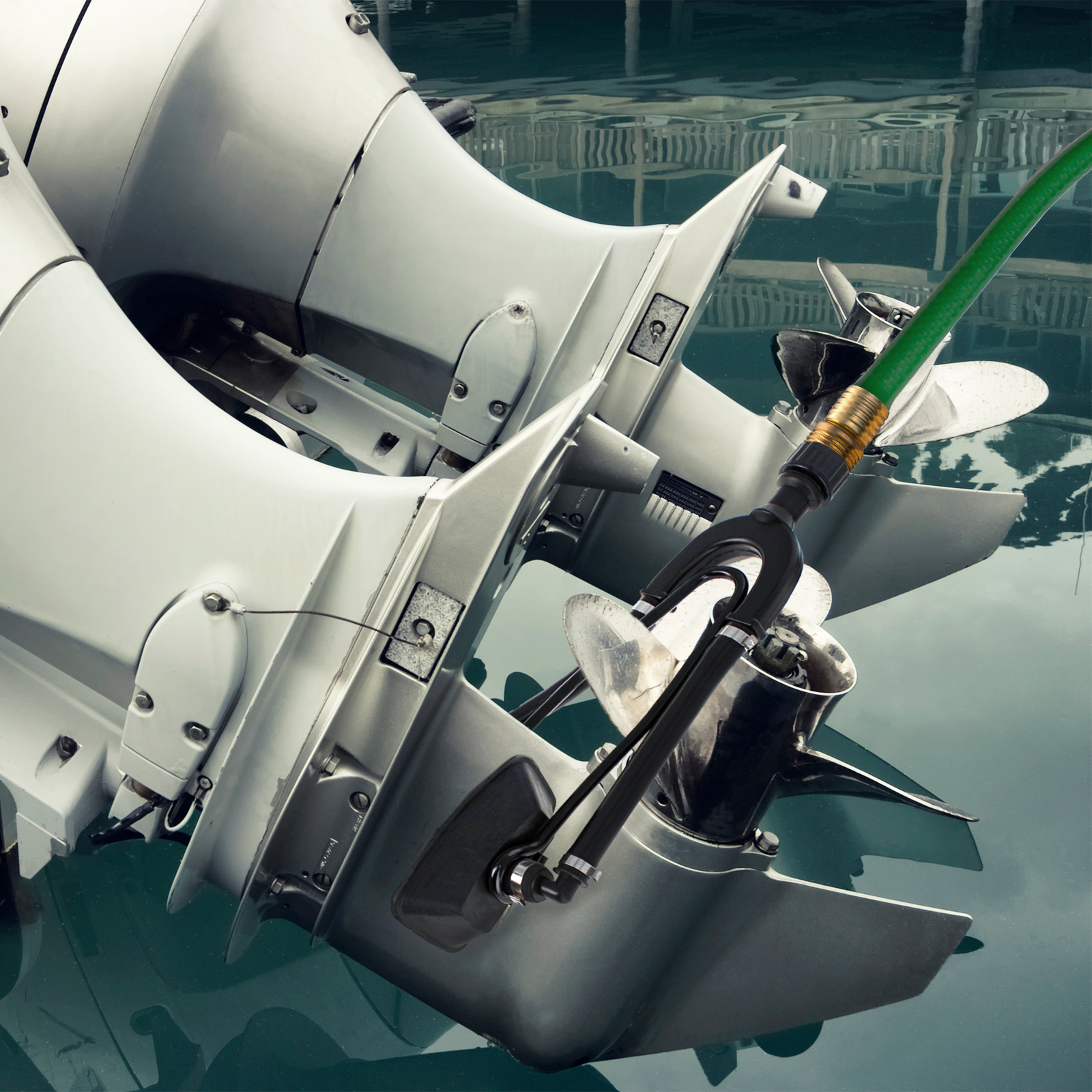 Dual Feed Boat Motor Flush Kit Muffs and Hose Fittings Outboard Engine ...