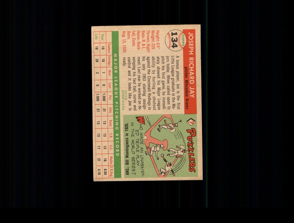 1955 Topps 134 Joey Jay VG-EX #D514795 | eBay