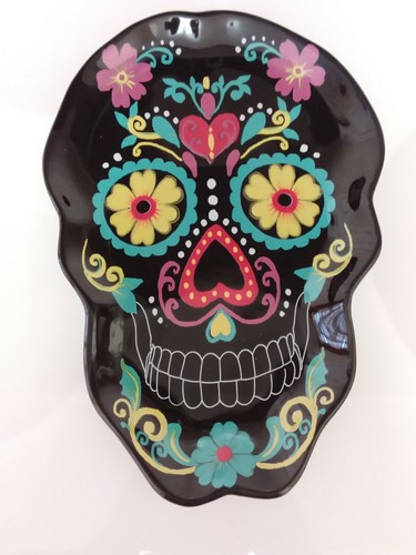 Global Design Collections Brightly Colored Floral Skull Candy Dish 11 1 ...