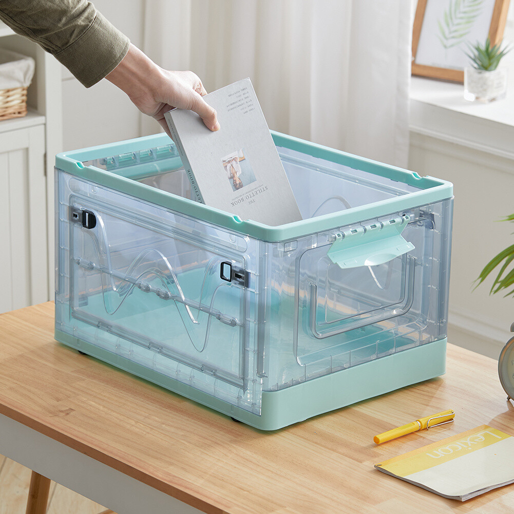 47L Large Storage Box Container Clear Boxes Stackable Lid Wheeled ...