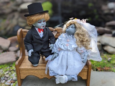 Mr and Mrs Vampire Wedding OOAK Creepy Horror Scary Porcelain Hand ...