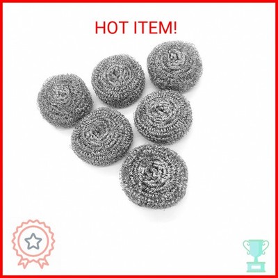 KTOJOY 6 Pack Stainless Steel Wool Scrubber, Scrubbing Scouring Pad ...