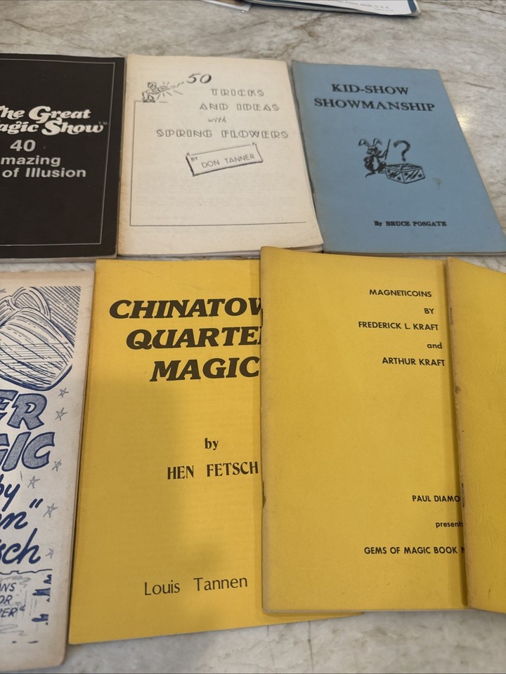 LOT OF 9 1940s-70s Magic Magician Books Illusion Magneticoins Wiztax ...