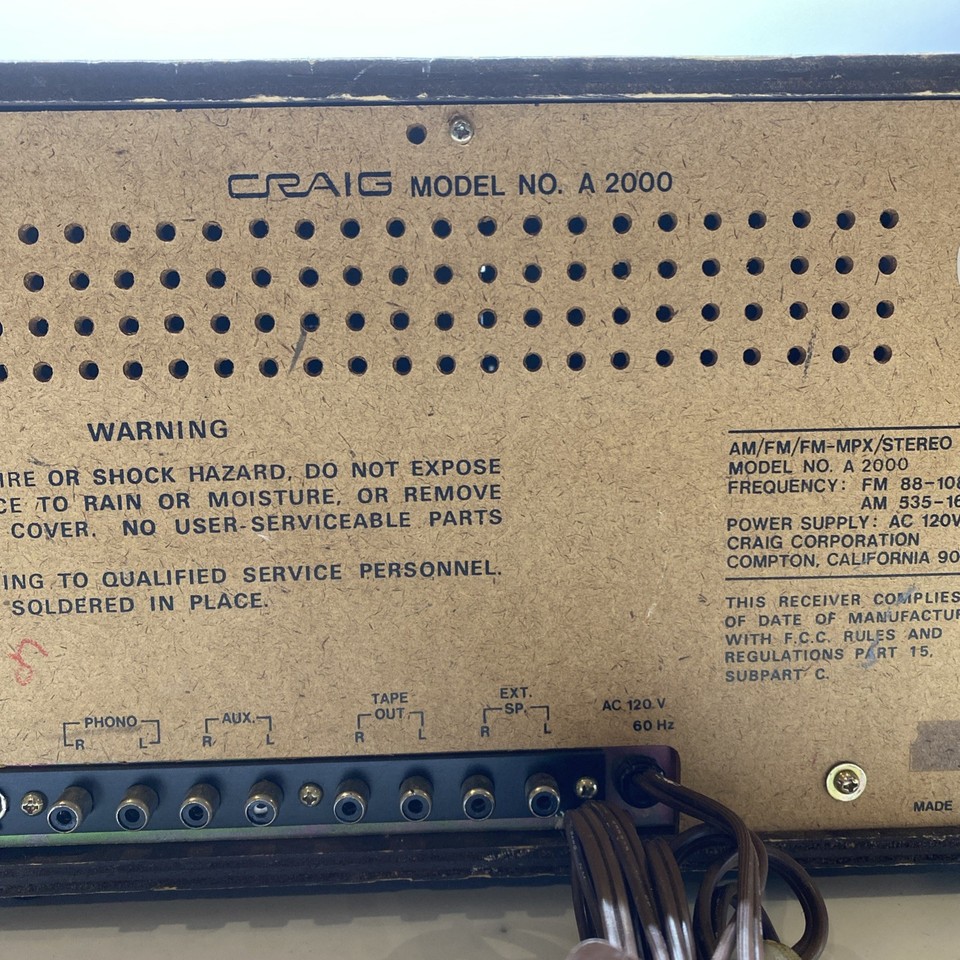 Craig Stereo Entertainment System AM/FM Radio Cassette Player Model A ...