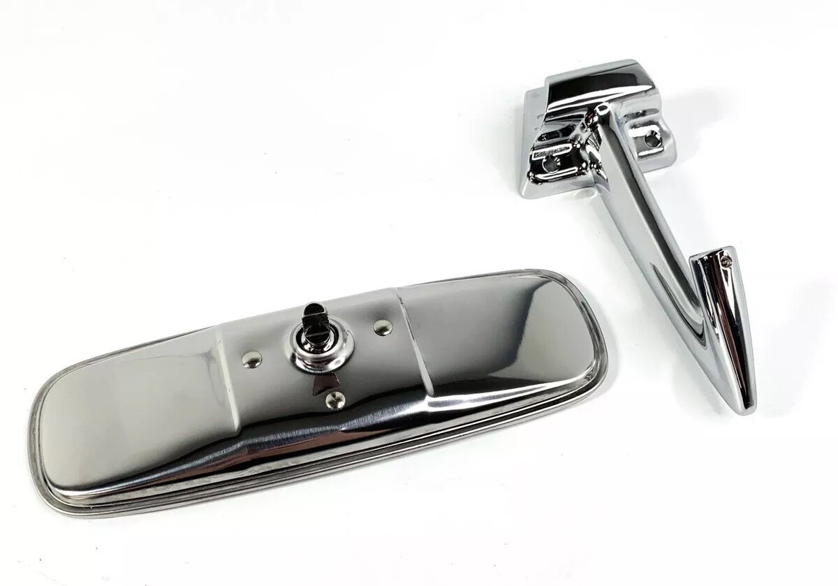 Chrome Interior Rear View Mirror w/ Bracket Arm For 1964-1966 Ford ...
