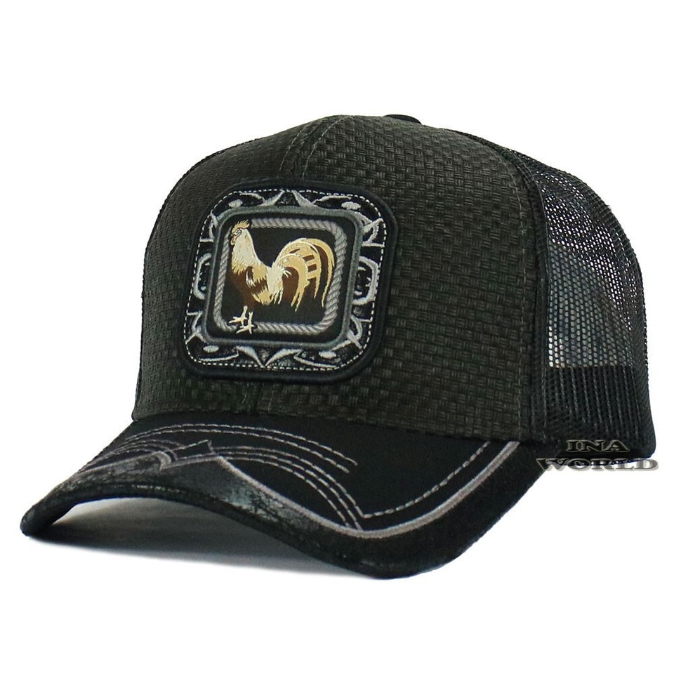 ROOSTER Hat Straw Cap Mesh Trucker Snapback MEXICO Western Style ...