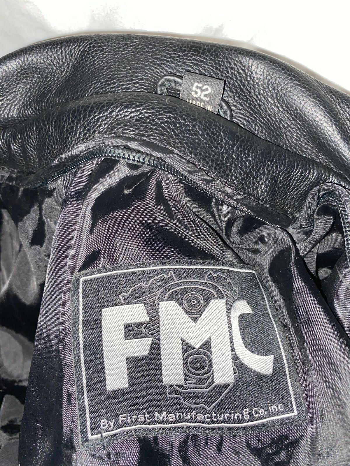 FMC Classic Bike Jacket Black Laced Belt Size 52 Leather Motorcycle | eBay