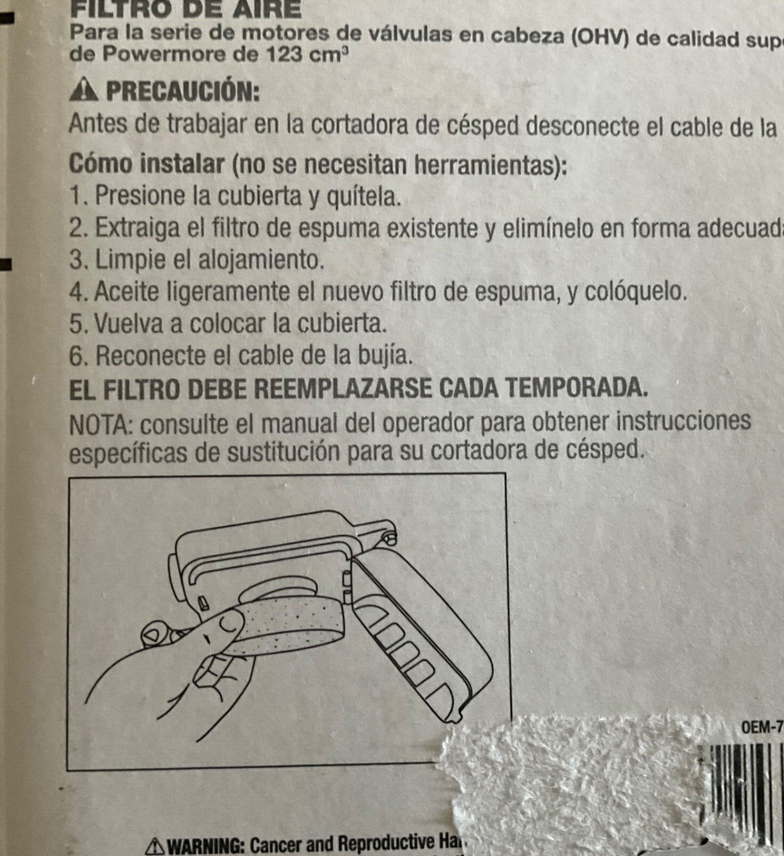 Arnold PowerMore 123 CC Foam Engine Air Filter OEM-751-10732 / 951 ...