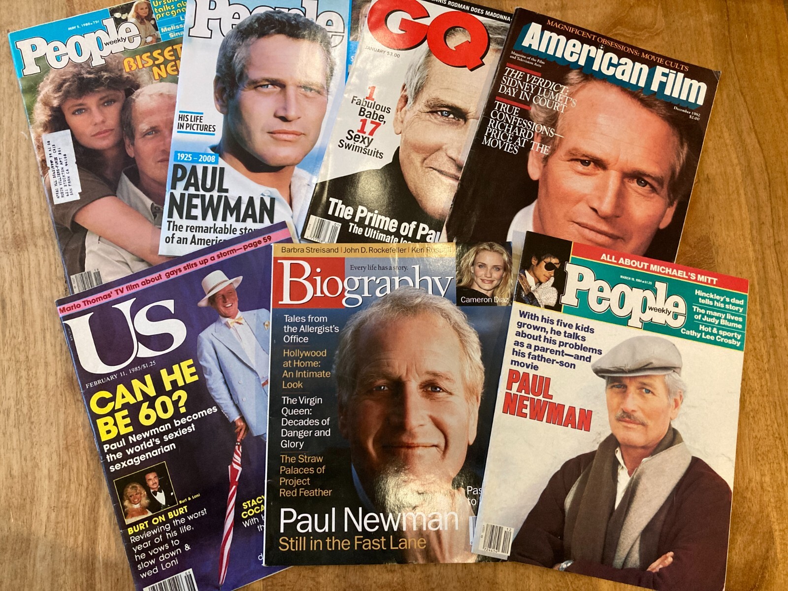 Paul Newman lot of 7 magazines People Weekly, US, GQ, People, American ...